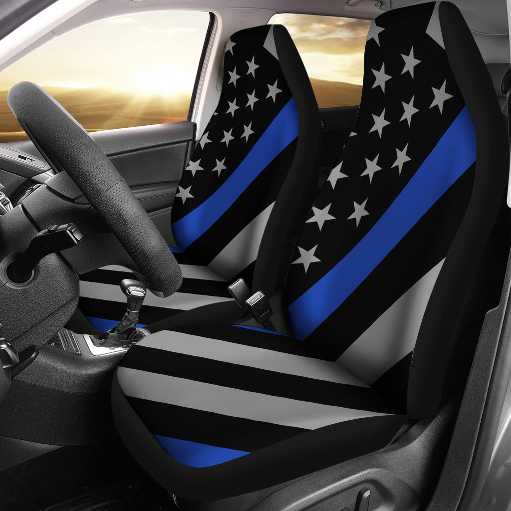 Thin Blue Line Flag Car Seat Covers Type 4 Set of 2 ThinBlueLineHeroes