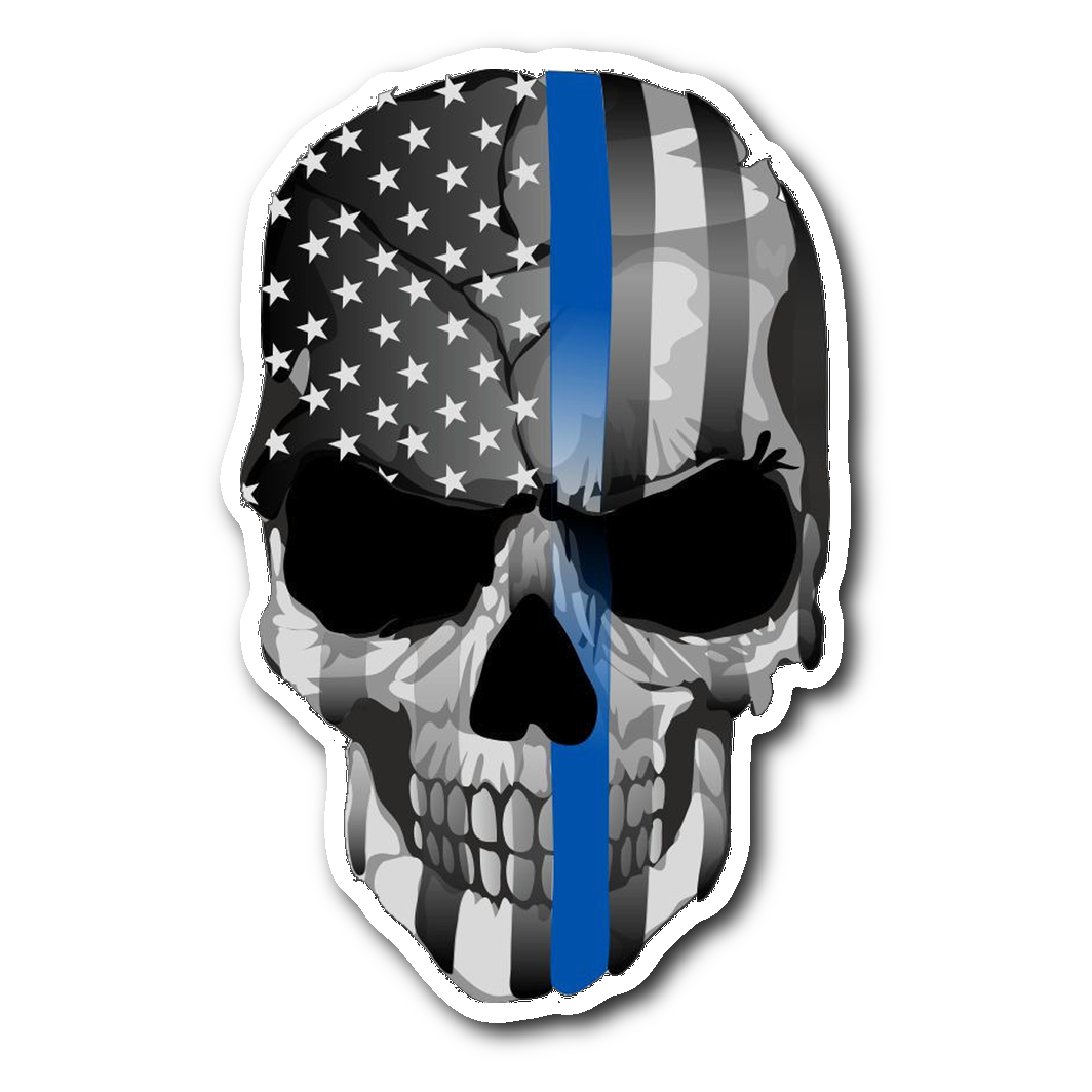 Full Skull Thin Blue Line Sticker – ThinBlueLineHeroes